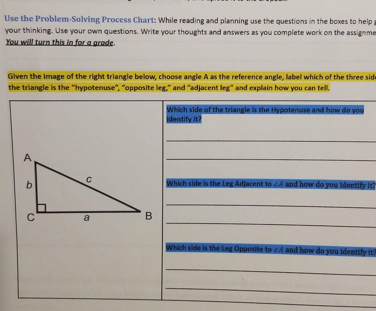 Solved Use the Problem Solving Process Chart: While reading | Chegg.com