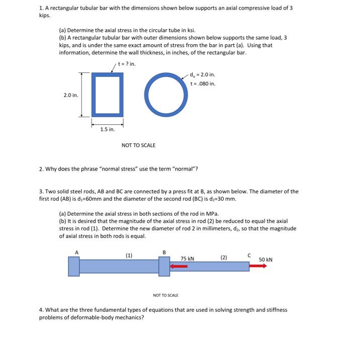 Solved 1. A rectangular tubular bar with the dimensions | Chegg.com