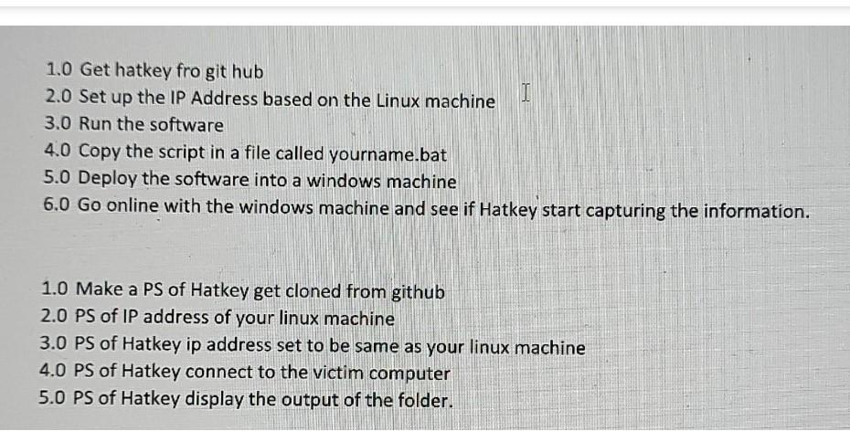 Solved 1.0 Get hatkey fro git hub 2.0 Set up the IP Address | Chegg.com