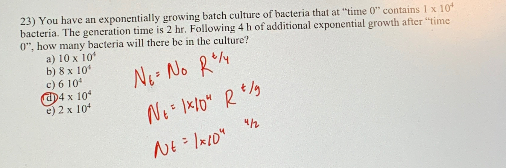 Solved You have an exponentially growing batch culture of | Chegg.com