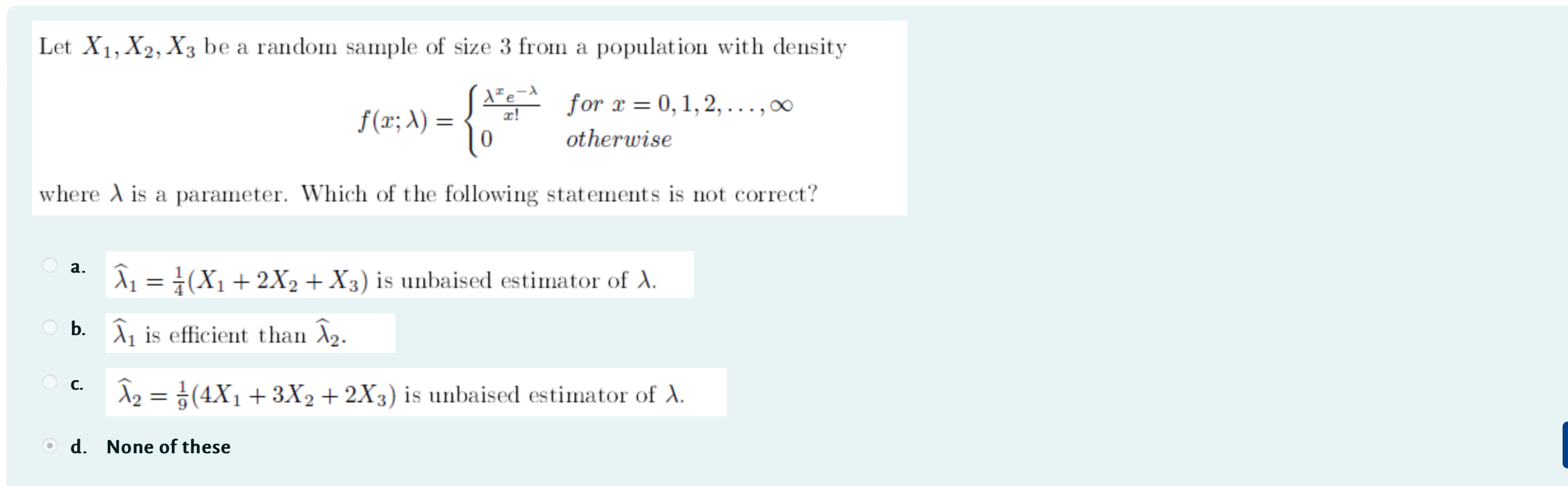Solved Let x1,x2,x3 ﻿be a random sample of size 3 ﻿from a | Chegg.com