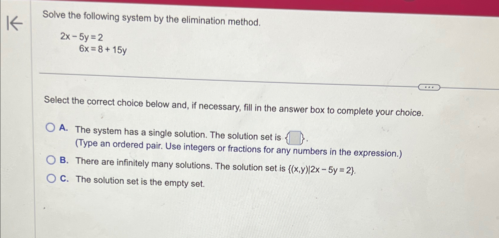 Solved Solve the following system by the elimination | Chegg.com