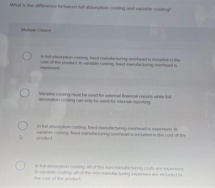 Solved What is the difference between full absorption | Chegg.com