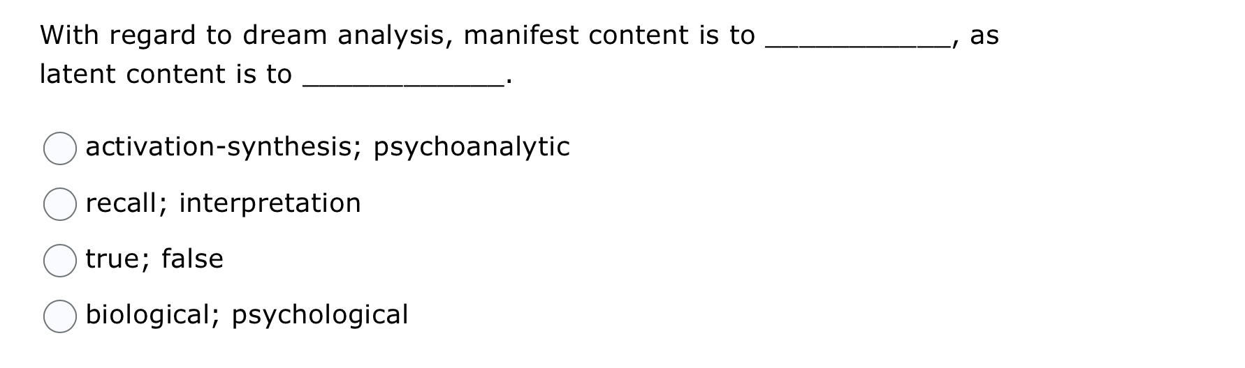 With regard to dream analysis, manifest content is to | Chegg.com