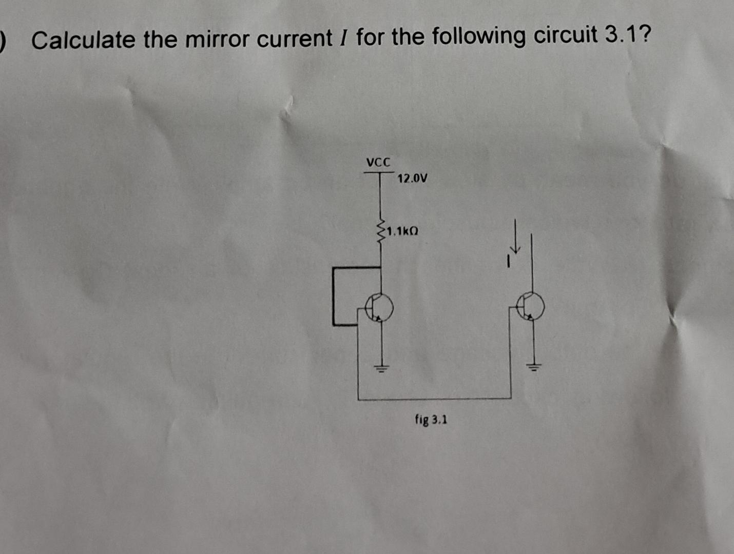 Solved Calculate the mirror current I for the following | Chegg.com