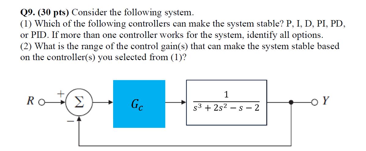 Q9. (30 ﻿pts) ﻿Consider the following system.(1) | Chegg.com