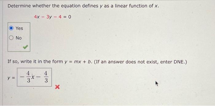 Solved Determine whether the equation defines y as a linear | Chegg.com