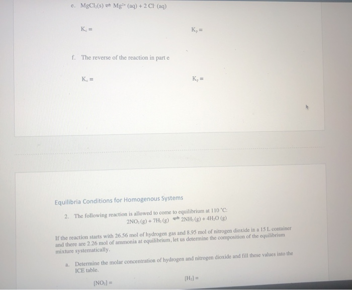 Solved Writing Equilibrium Constant Expressions 1 Write The 8323