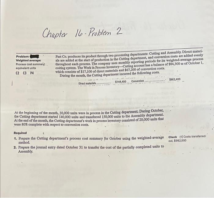 Solved Chapter 16 -Problem 2 Problem Fast Co. produces its | Chegg.com