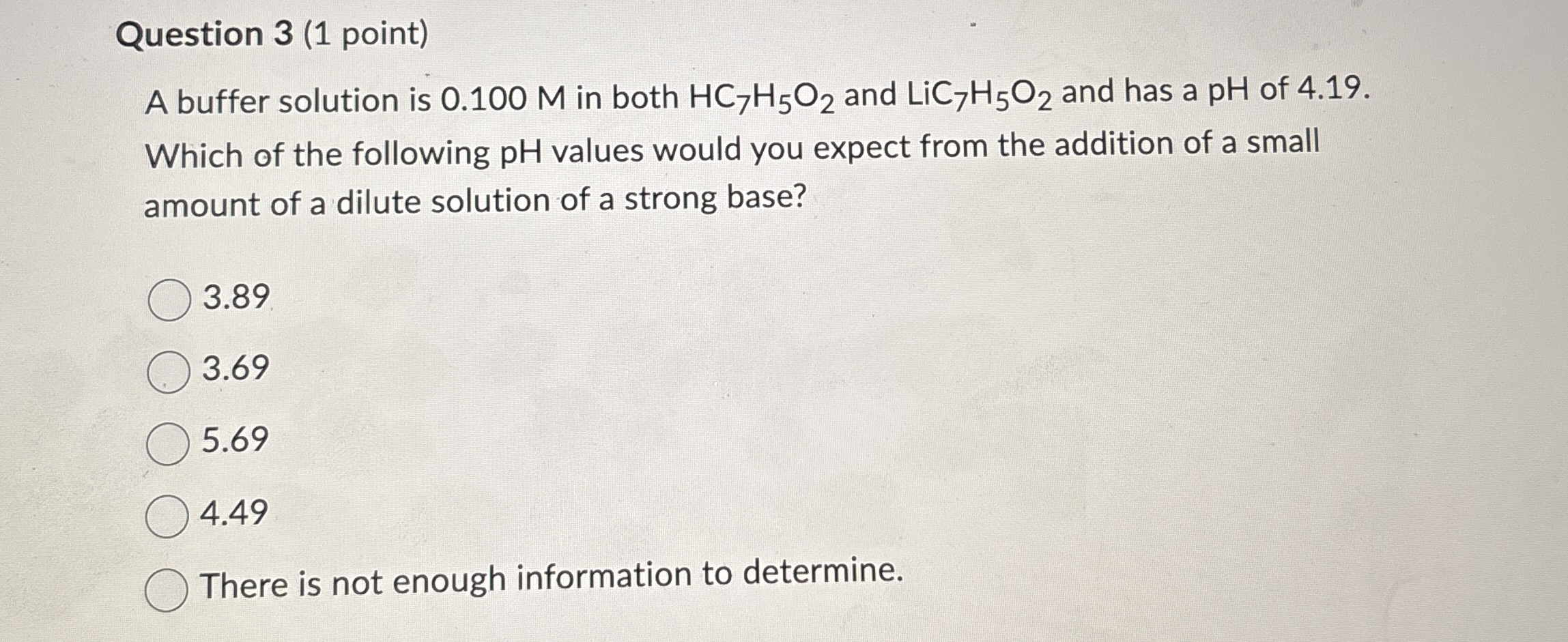 Solved Question 3 (1 ﻿point)A buffer solution is 0.100 ﻿M in | Chegg.com