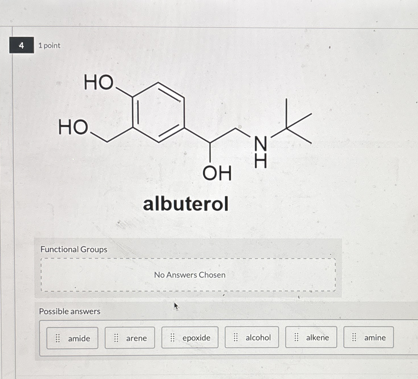 Solved Functional GroupsalbuterolNo Answers ChosePossible | Chegg.com