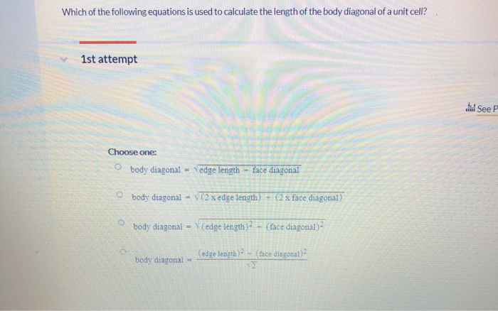 Solved Which of the following equations is used to calculate | Chegg.com