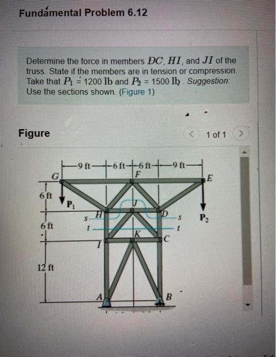 Solved Fundamental Problem 6.12 Determine the force in | Chegg.com