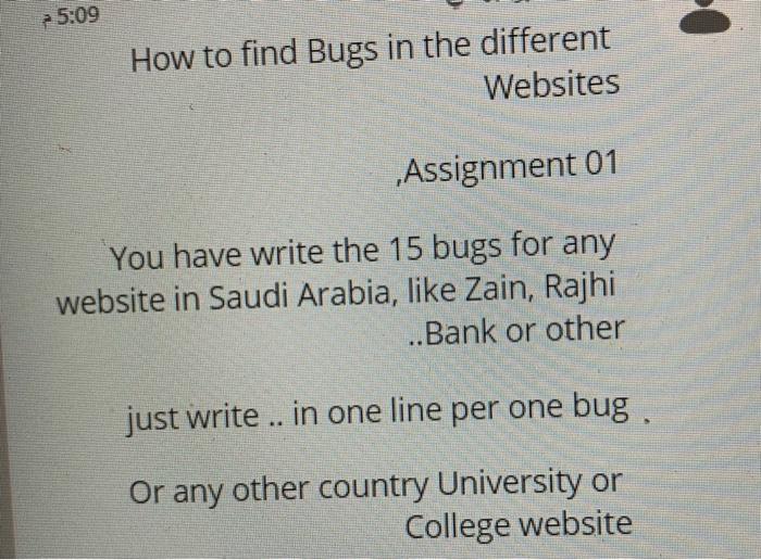 Solved 25:09 How to find Bugs in the different Websites | Chegg.com
