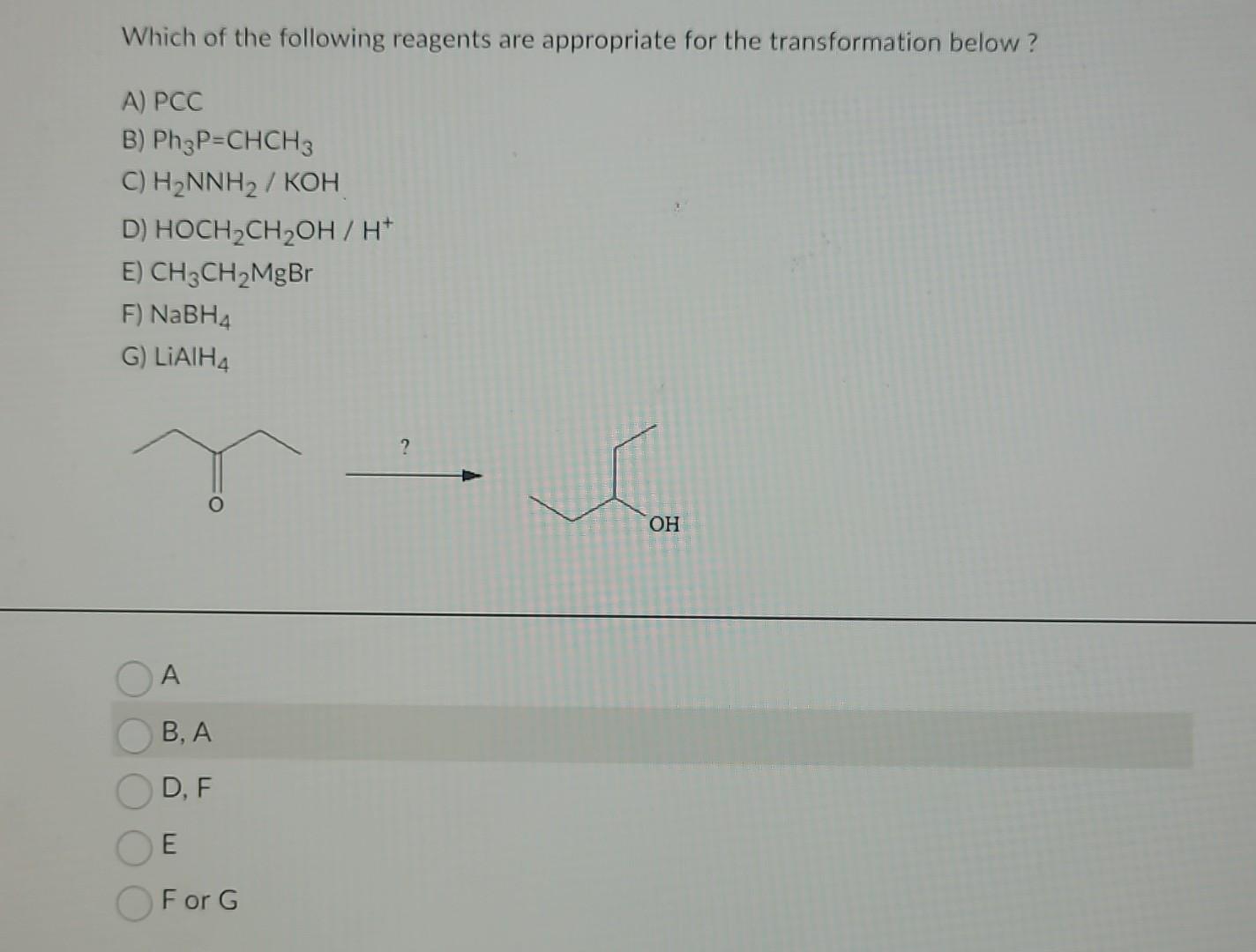 Solved Which of the following reagents are appropriate for | Chegg.com