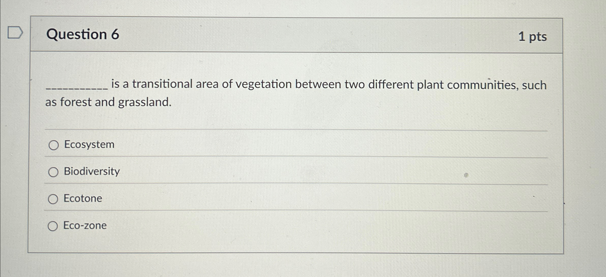 Solved Question 6is a transitional area of vegetation | Chegg.com