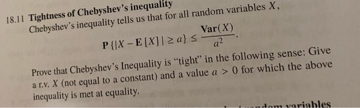 Solved 18.11 Tightness of Chebyshev's inequality Chebyshev's | Chegg.com