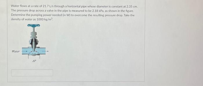 Solved Water flows at a rate of 21.7 L/s through a | Chegg.com
