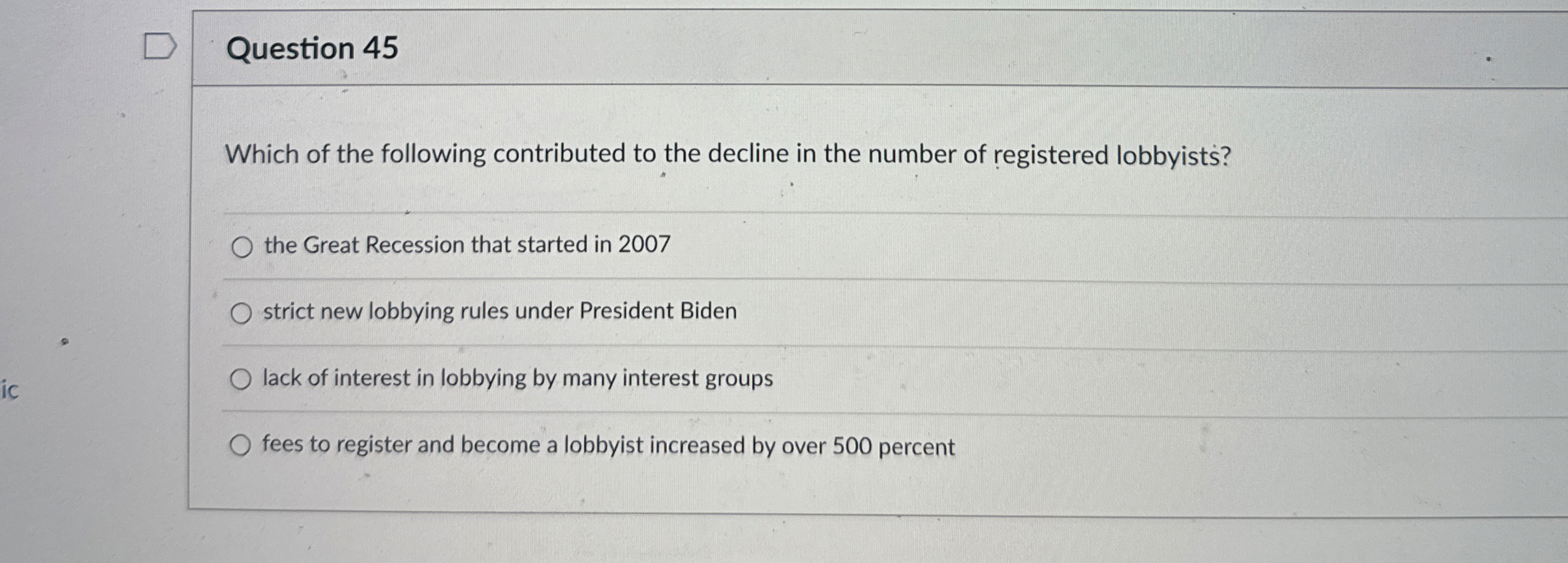 Solved Question 45Which of the following contributed to the | Chegg.com