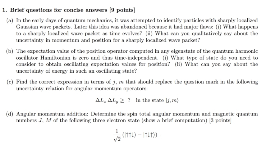 Solved Brief questions for concise answers [9 ﻿points](a) | Chegg.com