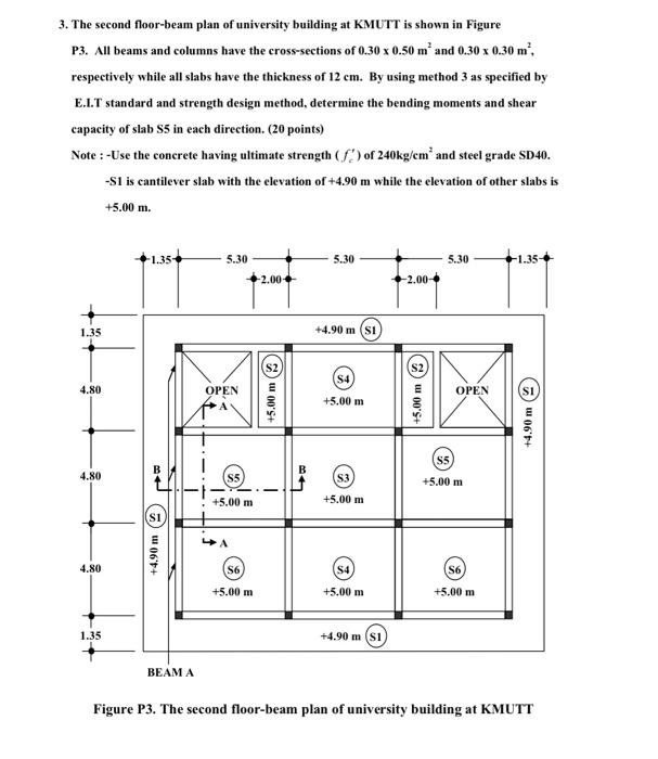 Solved 3. The second floor-beam plan of university building | Chegg.com
