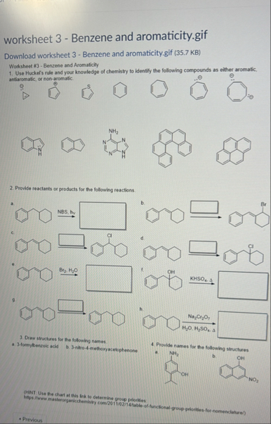 worksheet 3 - ﻿Benzene and aromaticity.gifDownload | Chegg.com