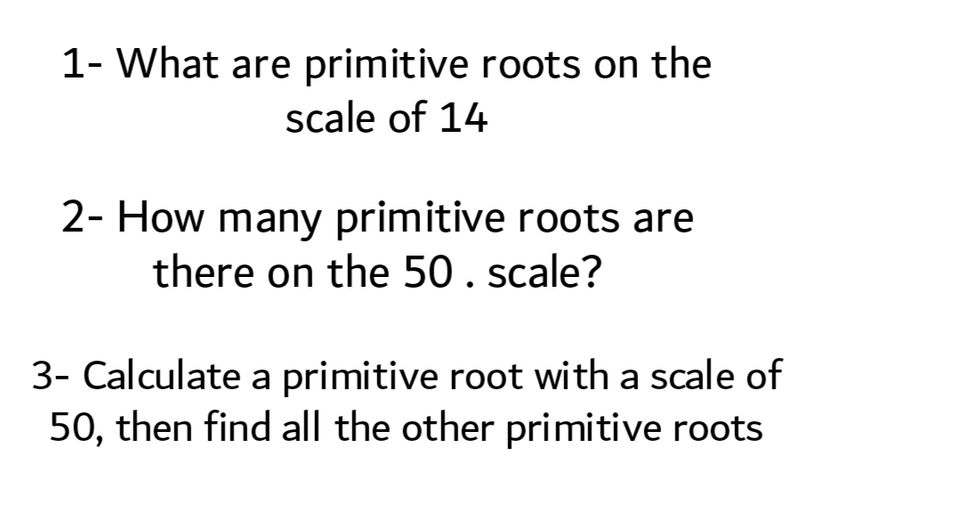 Solved 1- What are primitive roots on the scale of 14 2- How | Chegg.com