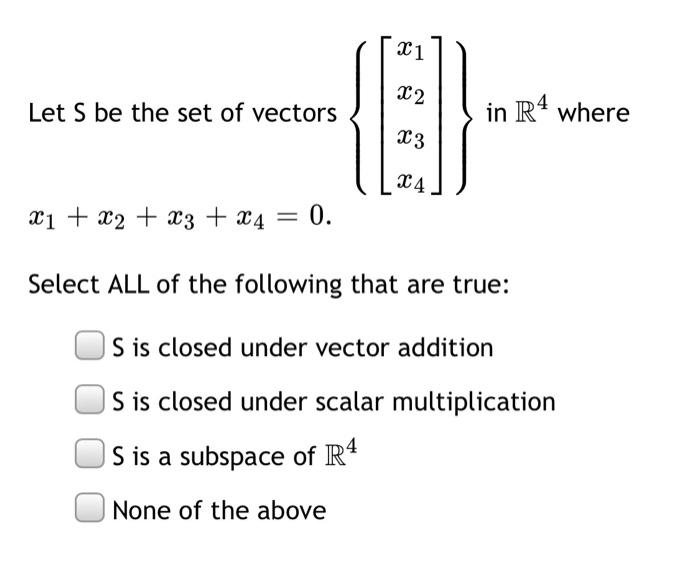 Solved Let S be the set of vectors in R2 located in the | Chegg.com