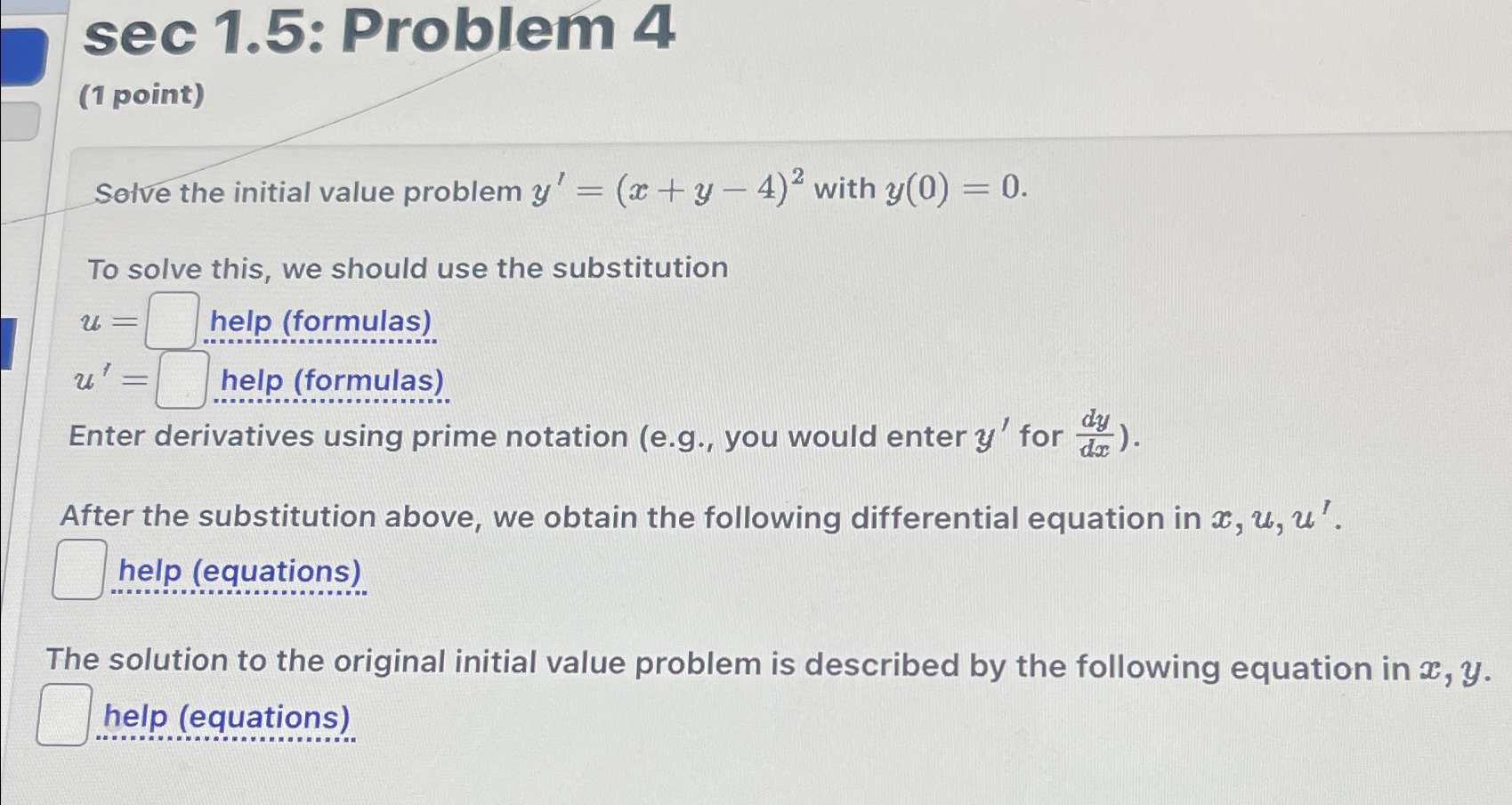 Solved Sec 1 5 Problem 4 1 ﻿point Solve The Initial Value