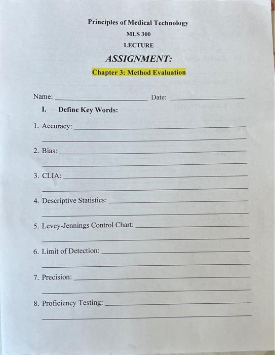 Solved Principles of Medical Technology MLS 300 LECTURE | Chegg.com