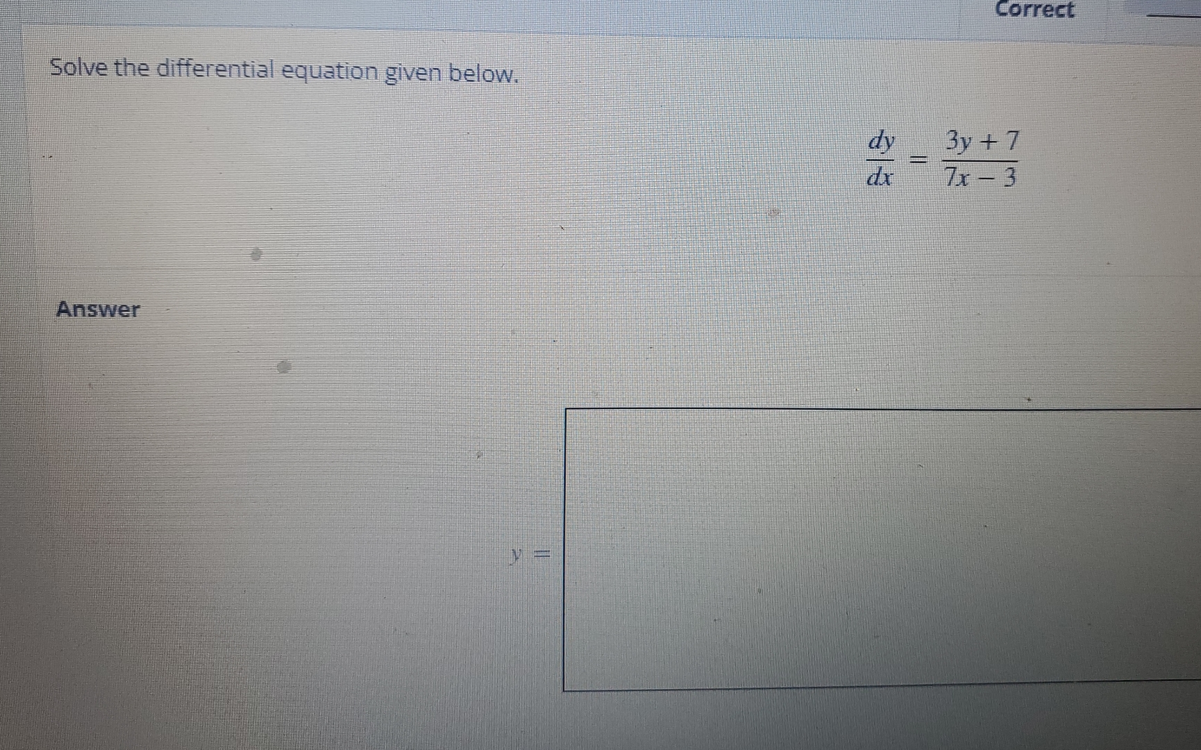 Solved correctSolve the differential equation given | Chegg.com