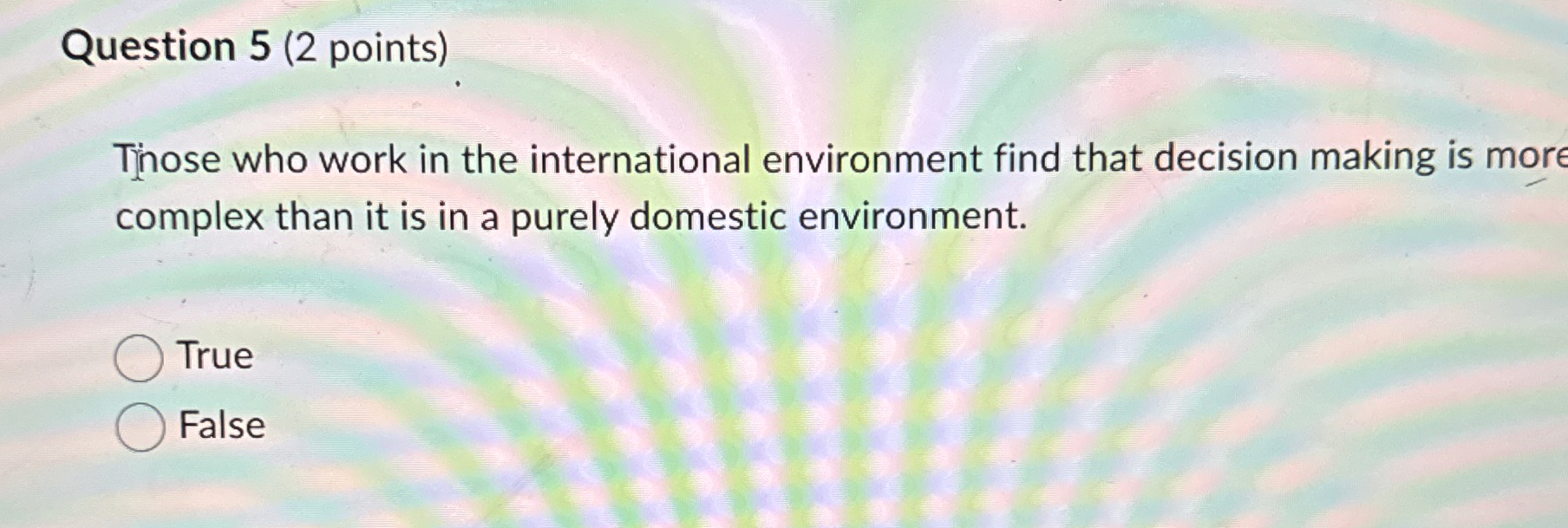 Solved Question 5 (2 ﻿points)Those who work in the | Chegg.com