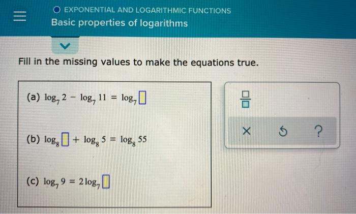 Solved O EXPONENTIAL AND LOGARITHMIC FUNCTIONS Basic | Chegg.com