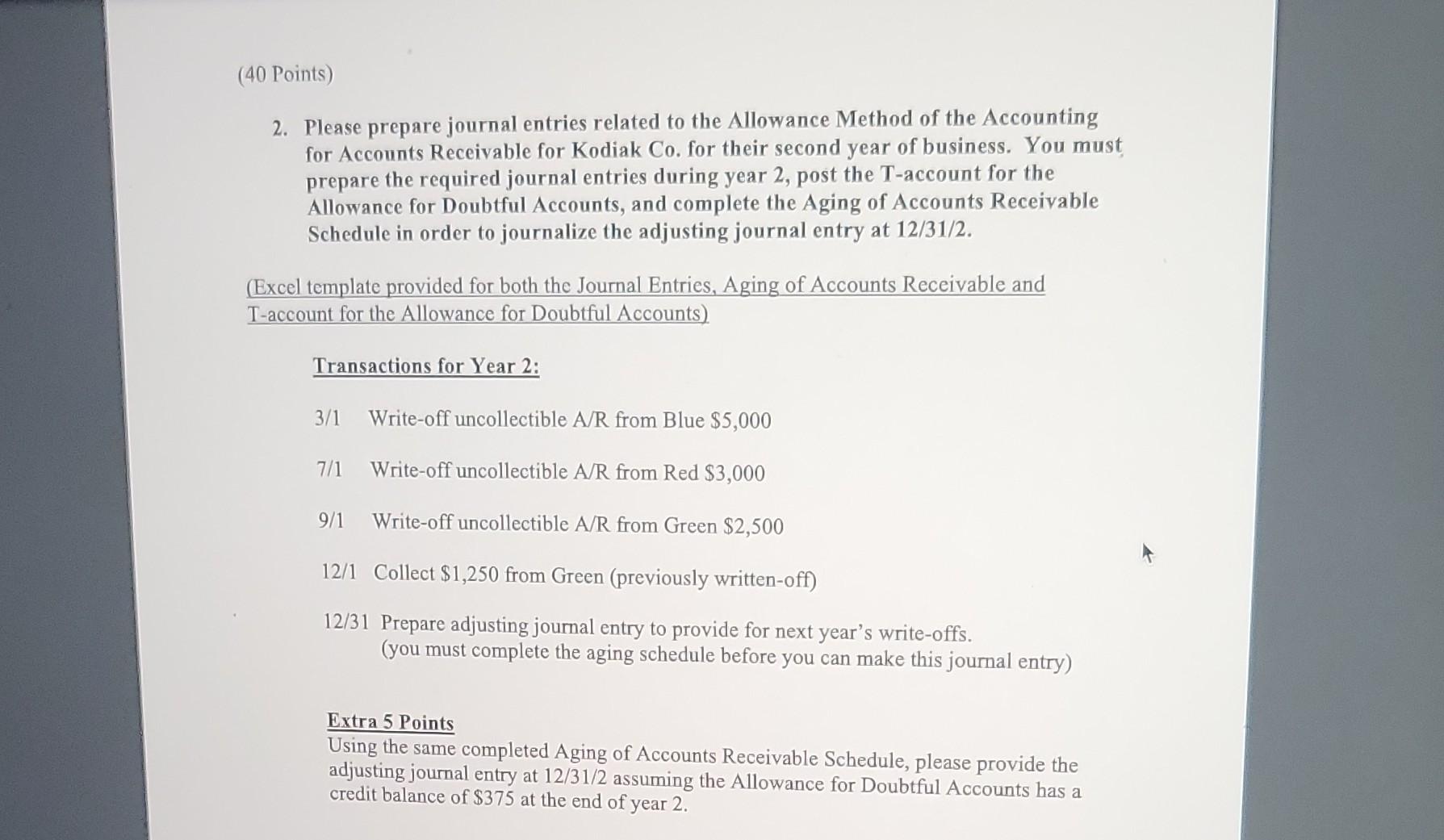 (40 Points) 2. Please prepare journal entries related | Chegg.com