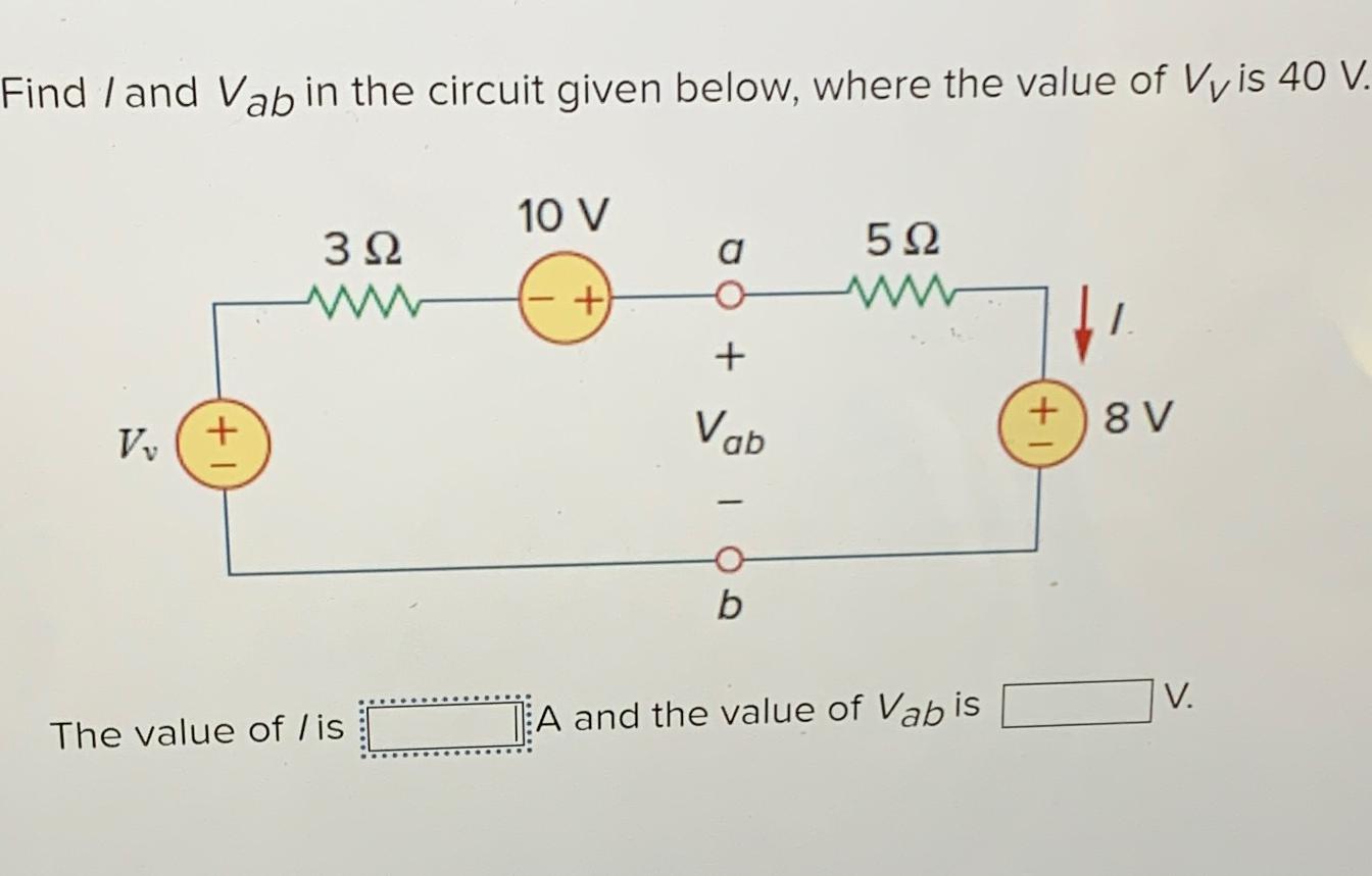 Solved Find I and V_(ab) in the circuit given below, where | Chegg.com