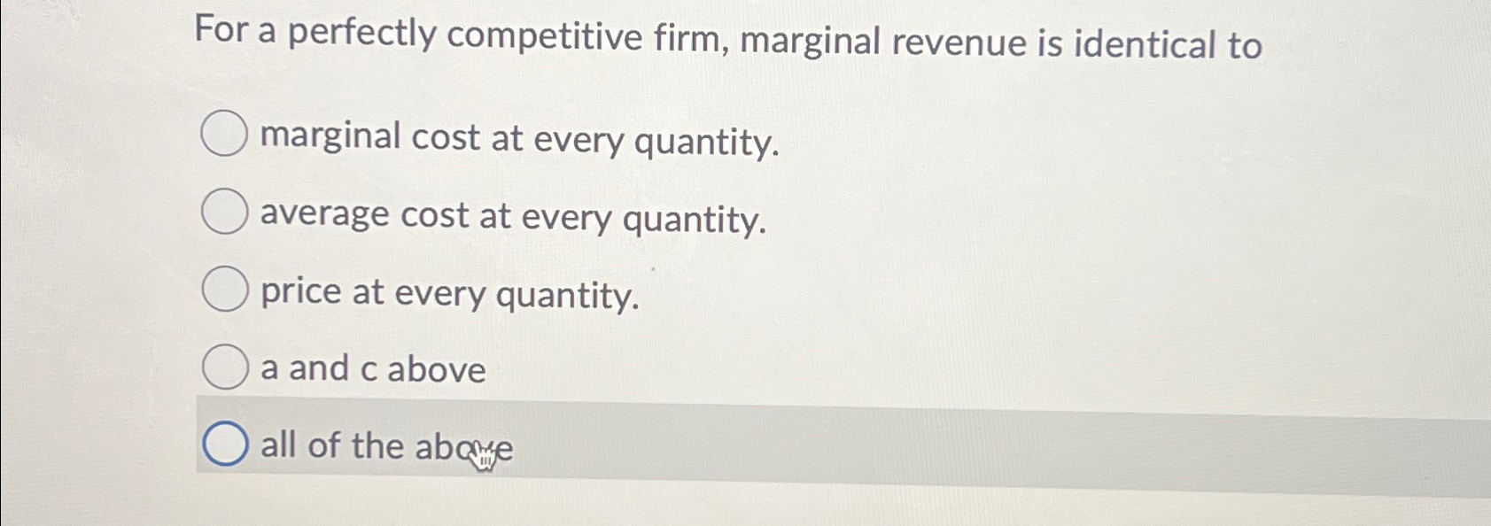Solved For a perfectly competitive firm, marginal revenue is | Chegg.com