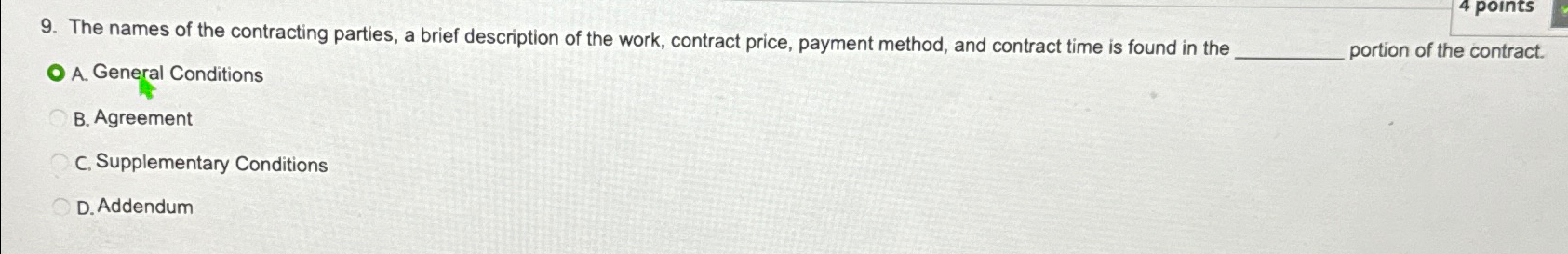 Solved The names of the contracting parties, a brief | Chegg.com