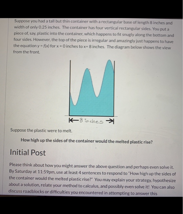 Solved Suppose you had a tall but thin container with a | Chegg.com