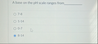 Solved A base on the pH scale ranges from7-81-140-78.14 | Chegg.com