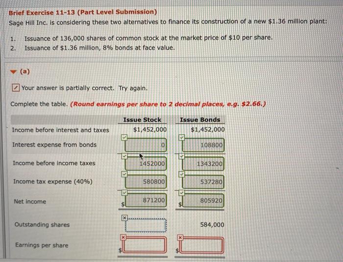 Solved Brief Exercise 11-13 (Part Level Submission) Sage | Chegg.com Solved Brief Exercise 11-13 (Part Level Submission) Sage | Chegg.com