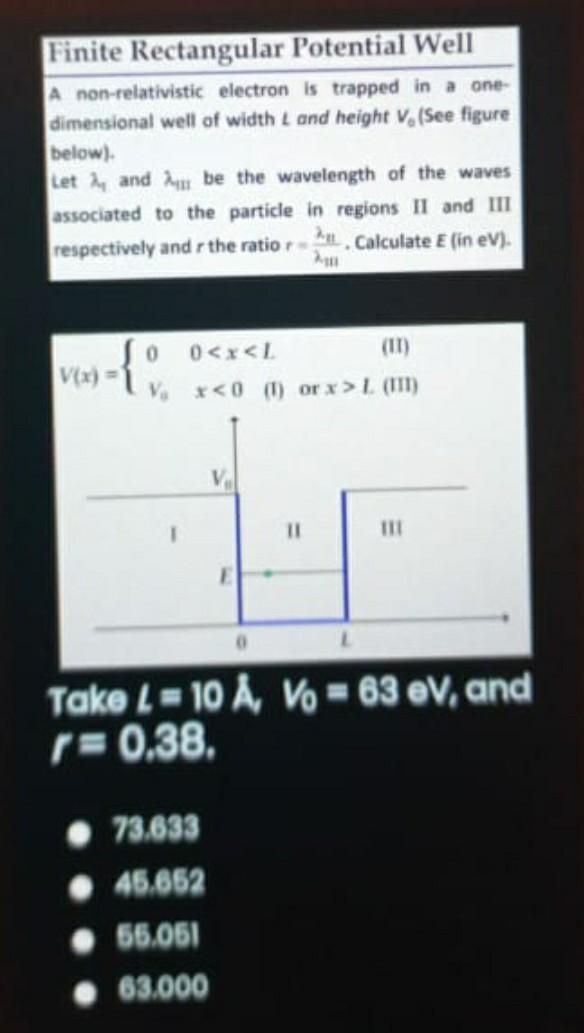 Solved Finite Rectangular Potential Well A non-relativistic | Chegg.com
