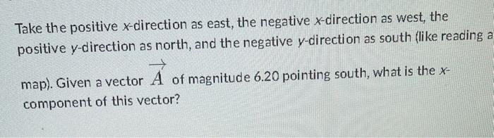 Solved Take the positive x-direction as east, the negative | Chegg.com