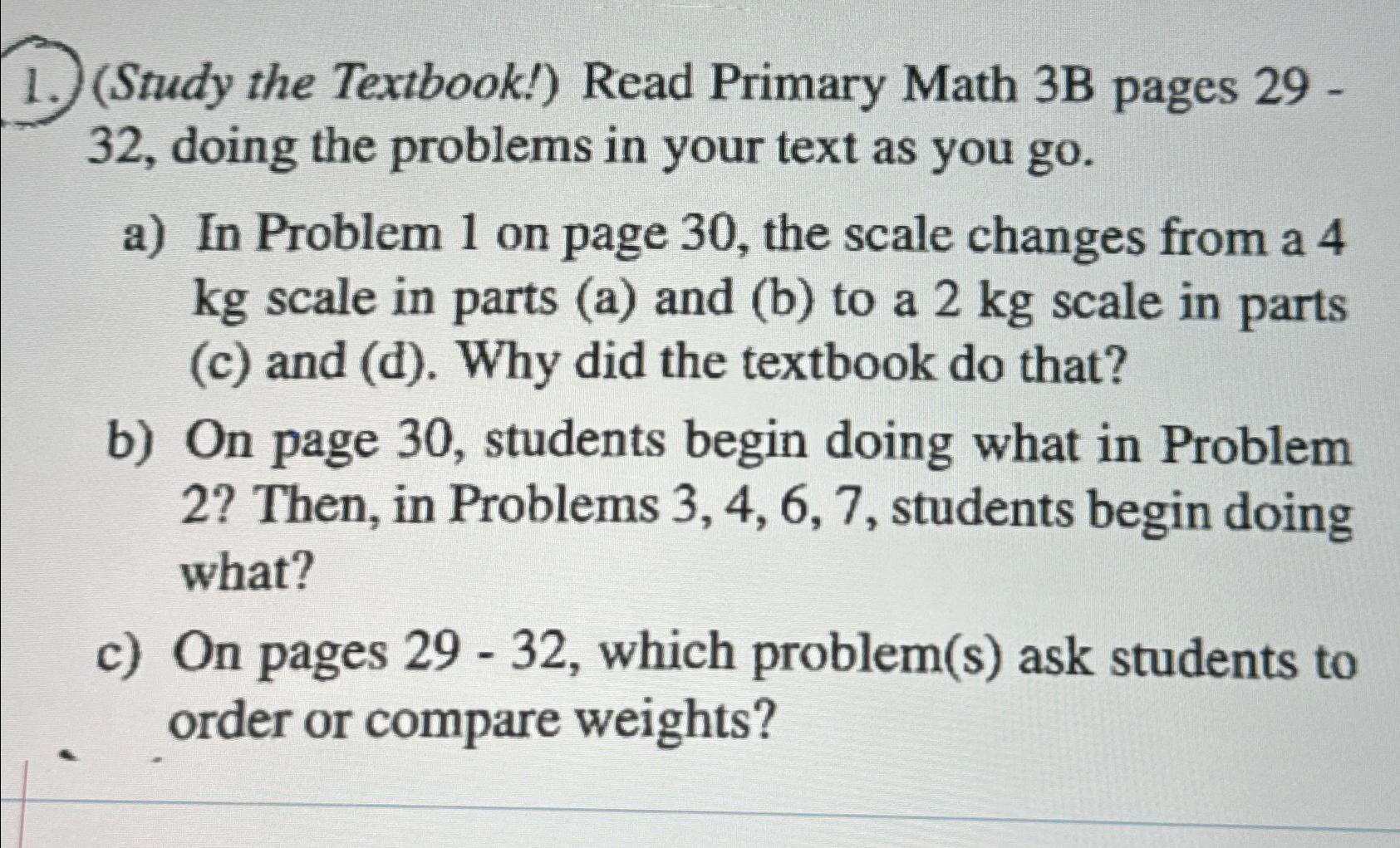 Solved (Study the Textbook!') ﻿Read Primary Math 3B pages | Chegg.com