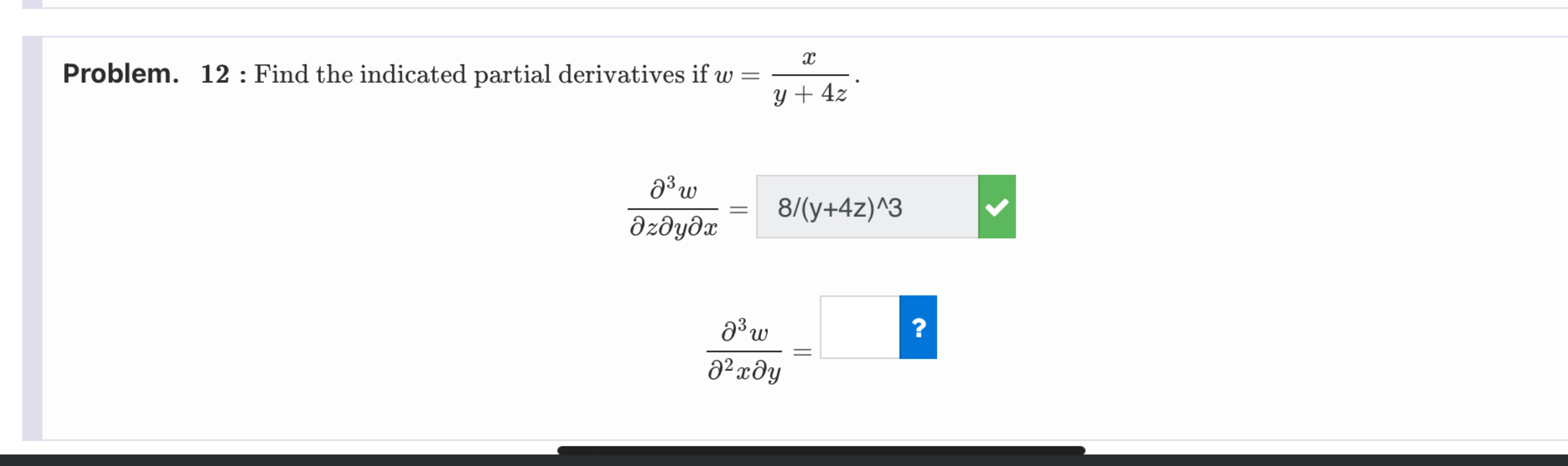 Solved Problem. 12 ﻿: Find the indicated partial derivatives | Chegg.com