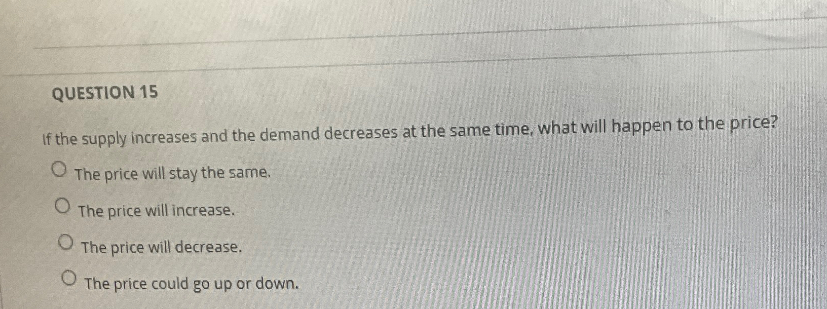 Solved QUESTION 15If the supply increases and the demand | Chegg.com Solved QUESTION 15If the supply increases and the demand | Chegg.com