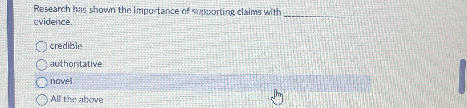 Solved Research has shown the importance of supporting | Chegg.com