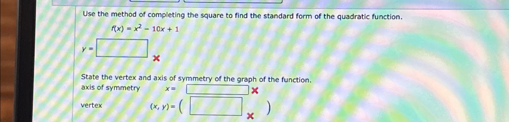Solved Use the method of completing the square to find the | Chegg.com
