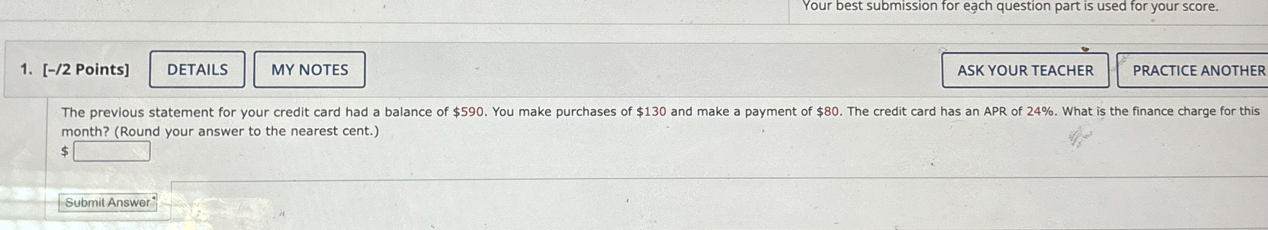 Solved Your best submission for each question part is used | Chegg.com