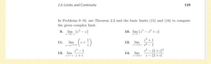 Solved 2.6 Limits and Continuity 129 In Problems 9-16, use | Chegg.com
