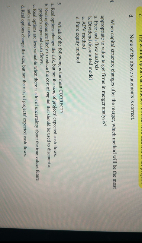 Solved 4. ﻿When capital structure changes after the merger, | Chegg.com